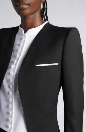 TOM FORD Sharp Shoulder Wool & Silk Panama Cutaway Jacket