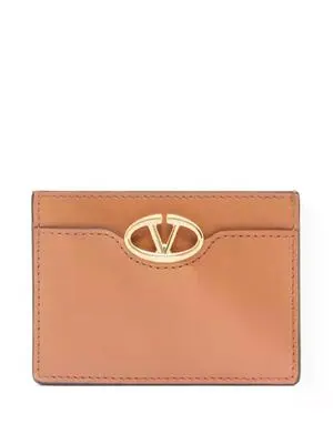 Valentino Garavani Card Holder The Bold Edition In Calfskin - Brown
