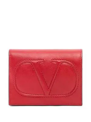 Valentino Garavani Small Vlogo Wallet In Calfskin - Red