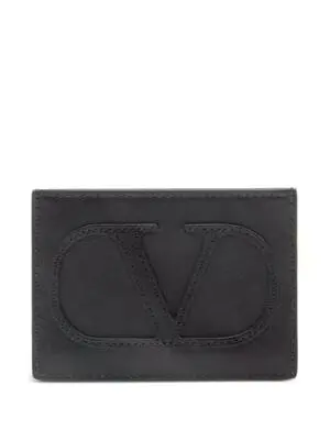 Valentino Garavani Vlogo Signature Xl Card Holder In Calfskin - Black