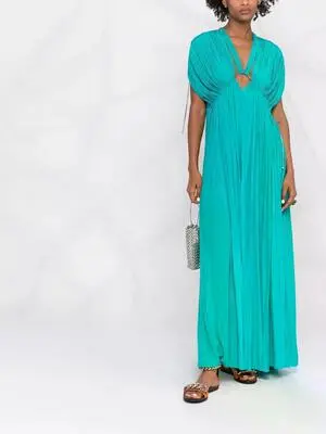 LANVIN Gathered Detail V-neck Maxi Dress - Blue