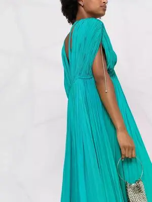 LANVIN Gathered Detail V-neck Maxi Dress - Blue