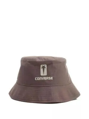Rick Owens X Converse Logo Print Cotton Bucket Hat - Brown