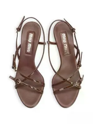 Miu Miu Patent Leather Buckle Detail Slingback Sandals