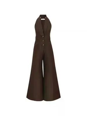 Zimmermann Halterneck Wide-leg Jumpsuit - Brown