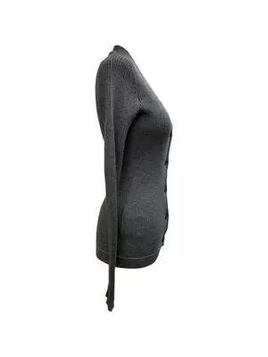 Prada Ribbed Knit V-neck Cardigan - Grey