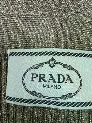 Prada Ribbed Knit V-neck Cardigan - Grey