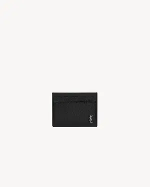 Saint Laurent Tiny Cassandre Card Case In Grained Leather
