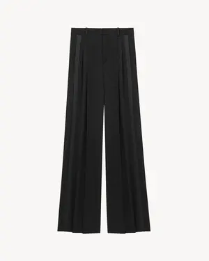 Saint Laurent Wide-leg Tuxedo Pants In Grain De Poudre