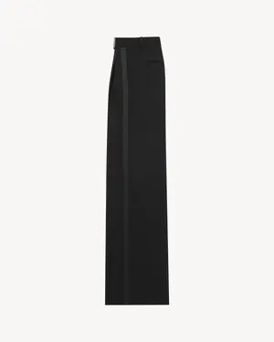 Saint Laurent Wide-leg Tuxedo Pants In Grain De Poudre