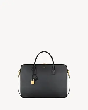 Saint Laurent Sac De Jour Large Slim Bauletto Bag In Smooth Leather - Black