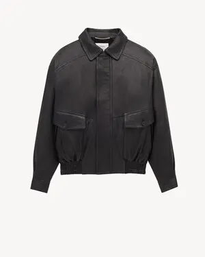 Saint Laurent Bomber Jacket In Lambskin Leather - Noir