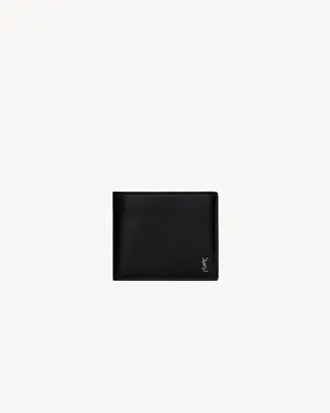 Saint Laurent Tiny Cassandre East/west Wallet In Matte Leather - Black