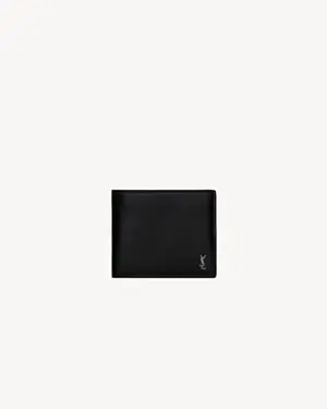 Saint Laurent Tiny Cassandre East/west Wallet In Matte Leather - Black