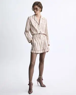 Saint Laurent Striped Cotton Pajama Shorts