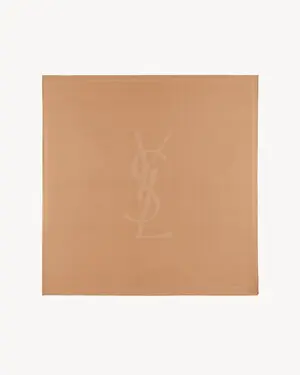 Saint Laurent Cassandre Square Scarf In Silk Charmeuse - Camel