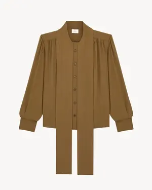 Saint Laurent Silk Crepe De Chine Lavallière Blouse