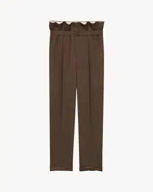 Saint Laurent Paperbag Waist Silk Pants - Chocolat
