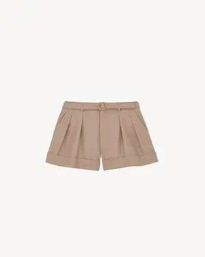 Saint Laurent Tailored Virgin Wool Shorts With Belted Waist