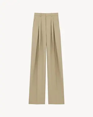 Saint Laurent Wool And Silk High-waisted Wide-leg Trousers