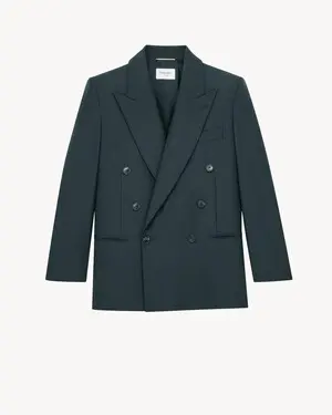 Saint Laurent Double-breasted Jacket In Light Wool And Mohair