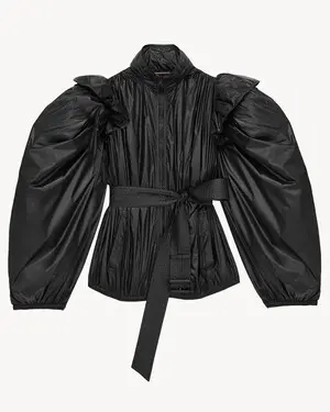 Saint Laurent Balloon-sleeve Windbreaker In Nylon - Noir