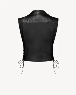 Saint Laurent Biker Vest In Creased Leather