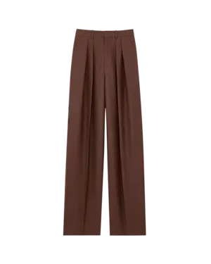 Saint Laurent Wide-leg Wool And Mohair Tailored Pants - Chocolat