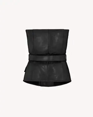 Saint Laurent Biker Bustier In Creased Leather