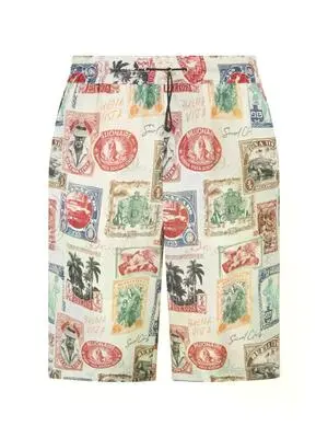 BILLIONAIRE Graphic Print Drawstring Shorts