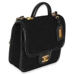 Chanel Tweed Patent Leather Top Handle Flap Bag