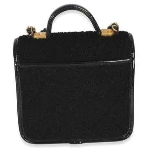 Chanel Tweed Patent Leather Top Handle Flap Bag
