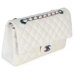 Chanel Quilted Caviar Classic Double Flap Bag - White