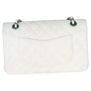 Chanel Quilted Caviar Classic Double Flap Bag - White