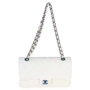 Chanel Quilted Caviar Classic Double Flap Bag - White