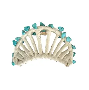 HEADBANDS OF HOPE Raffia Seashell Hair Claw Clip - Teal