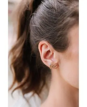 UNTAMED PETALS Mrs Crystal Studs Earrings - Gold