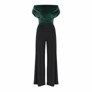 ATOM LABEL Forest Velvet Carbon Jumpsuit - Green