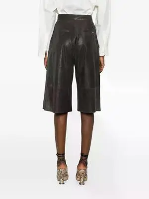 CASSELL Pleated Leather Shorts