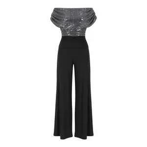 ATOM LABEL Sequin Embellished Wide Leg Jumpsuit - Black