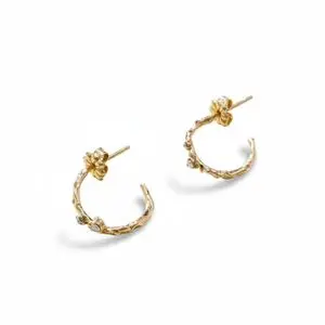 ISKRA Wavy Diamond Hoop Earrings In 14k Yellow
