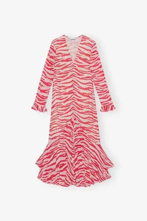 GANNI Printed Light Georgette Maxi Dress