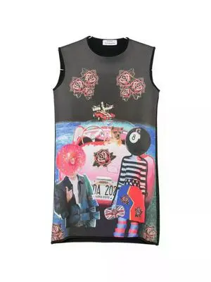 The Artistylist Graphic Print Sleeveless Crewneck Dress - Black