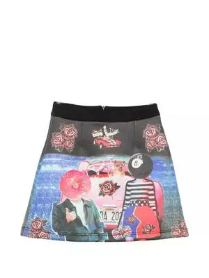 The Artistylist Graphic Print A-line Skirt - Black