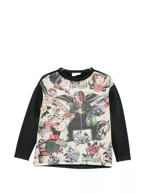 The Artistylist Tattoo Print Mesh-panelled Sweatshirt - Black