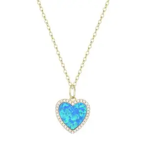 KAMARIA Opal And Crystal Heart Pendant Necklace In Sterling Silver - Blue