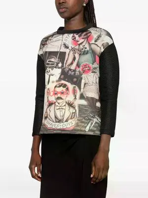 The Artistylist Graphic-print Mesh-sleeve Sweatshirt