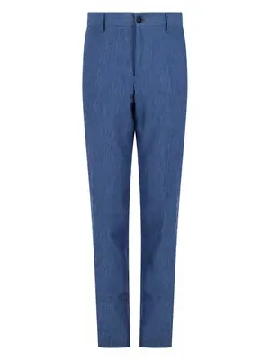 120% Lino Tailored Linen Trousers - Blue