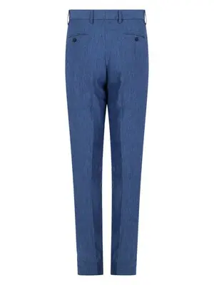 120% Lino Tailored Linen Trousers - Blue