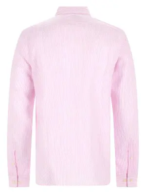 120% Lino Striped Linen Shirt - Pink